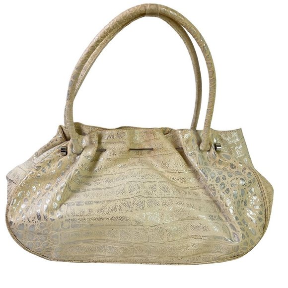 Plinio Visona | Bags | Plinio Visona Cream Silver Genuine Leather ...